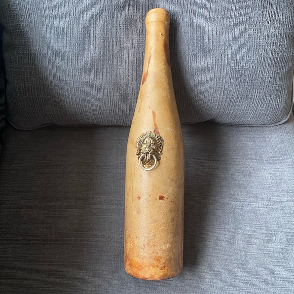 Vintage | Accents | Vtg Genuine Leather Wrapped Bottle With Lion Door ...